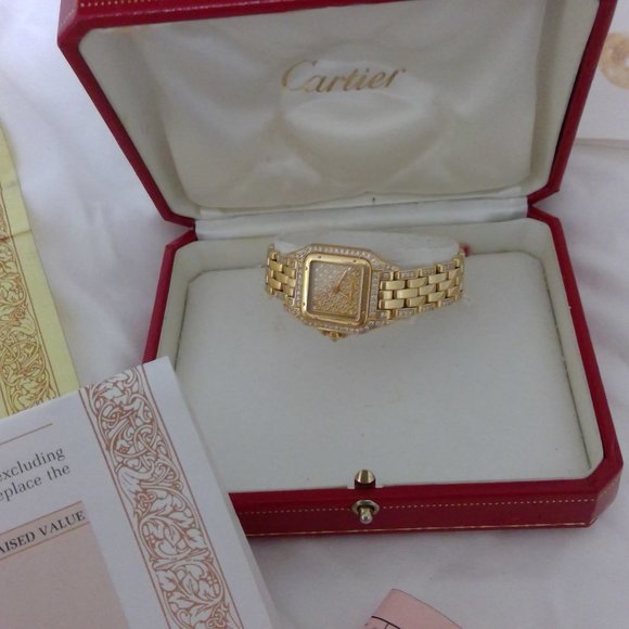 Cartier | Jewelry | Cartier Gold And Diamond Panther Watch 8kt | Poshmark